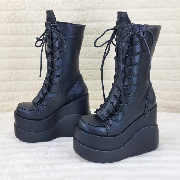Demonia | Shoes | Void Black Matte Platform Wedge Goth Punk Corset ...